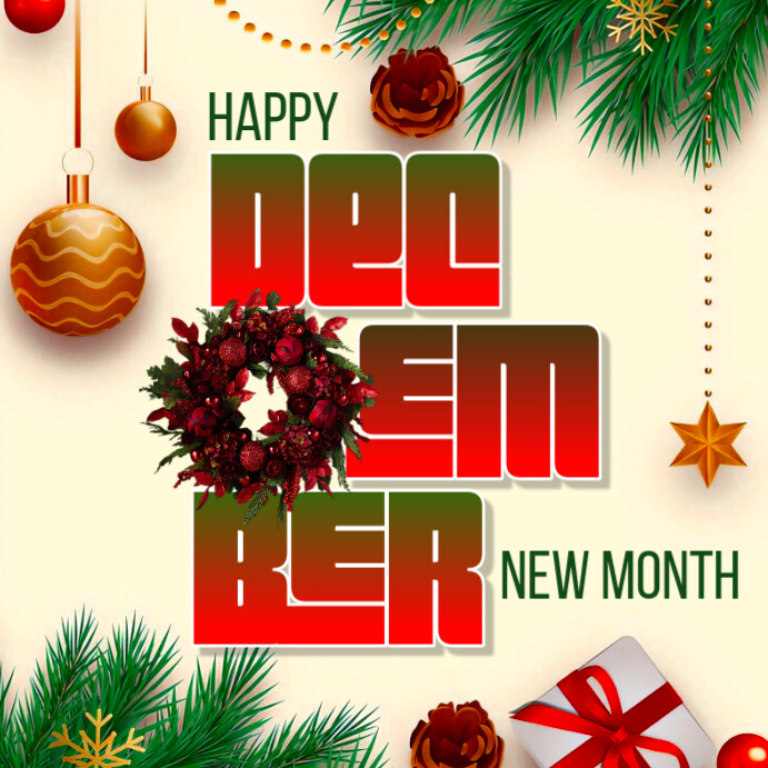 Copy of Happy new month December red flyer (Instagram post) | PosterMyWall