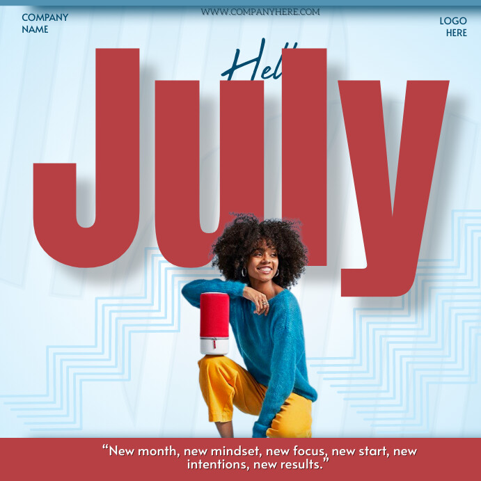 Happy New Month July Pink Square Template | PosterMyWall