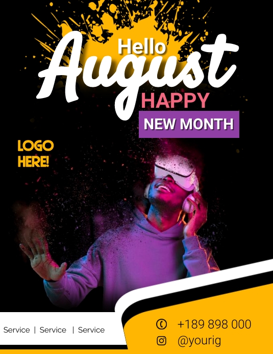 Copy of Happy New Month Of August || Editable Flyer | PosterMyWall
