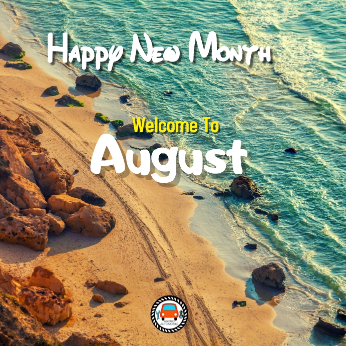 Plantilla de Feliz Nuevo Mes Folleto de Bienvenida a Agosto | PosterMyWall