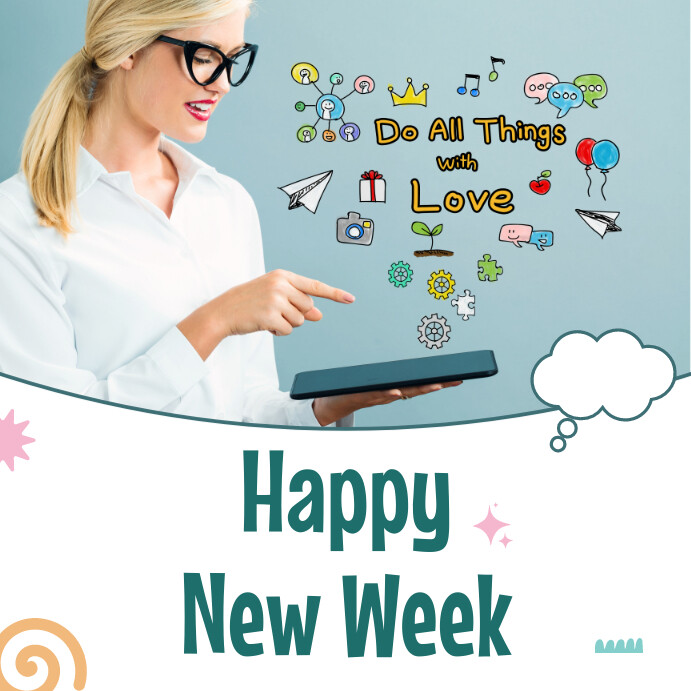 Plantilla de Happy new week fun doodles flyer | PosterMyWall
