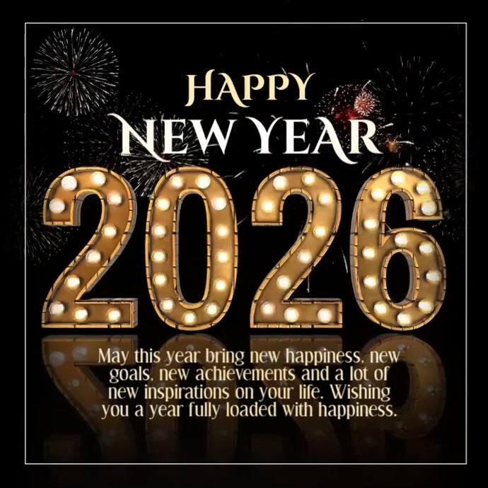 Happy New Year Shine Glam Wishes Video 2024 Template | PosterMyWall
