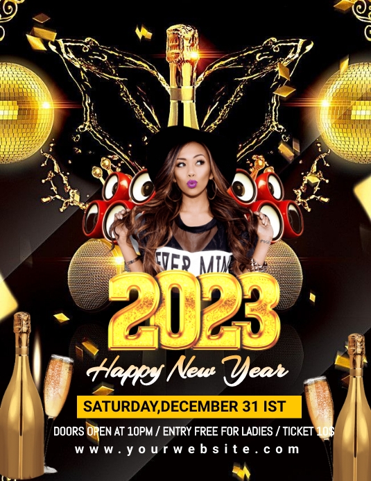 happy new year 2023 event flyer design Template | PosterMyWall