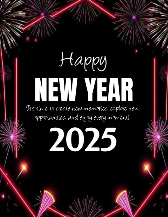 Happy New Year 2025 Flyer Template | PosterMyWall