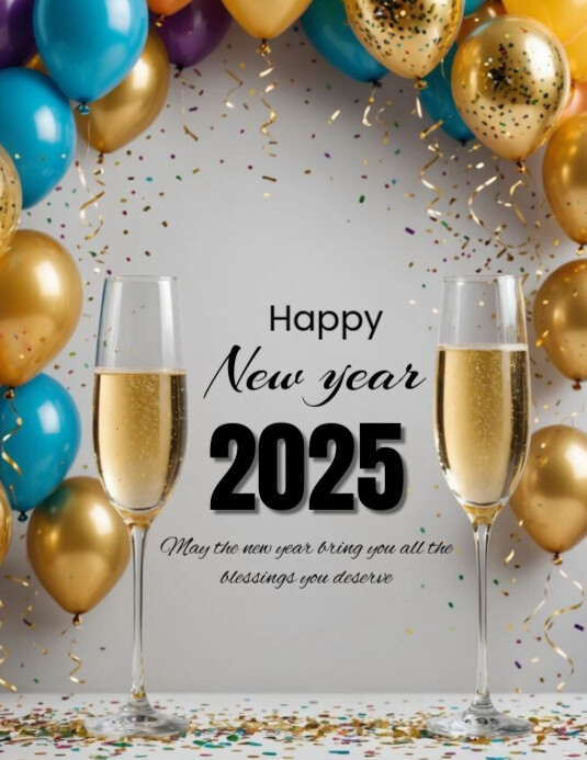 Happy New Year 2025 Flyer Template | PosterMyWall