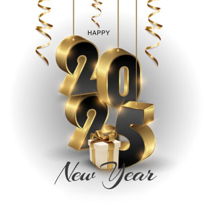 Happy New Year 2025 Golden 3d Banner Design Template | PosterMyWall