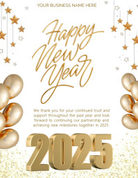 Gold Happy new year 2025 greeting card corporate elegant. Template ...