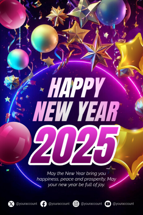 Happy New Year 2025 Greeting Post Template | PosterMyWall