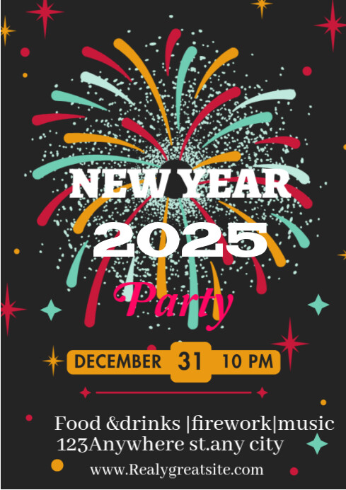 Happy new year 2025 party invitation Instagram poster design template ...