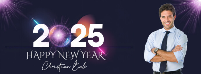 Happy New Year 2025 Purple Background Facebook Cover Photo Template ...
