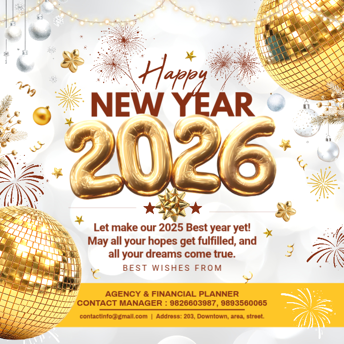 Happy New Year 2026 Best Wishes Template | PosterMyWall