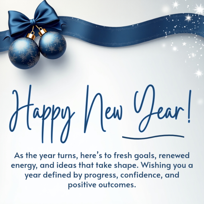 Plantilla de Happy New Year 2026 Blue Holiday Wishes Card Calm Modern ...