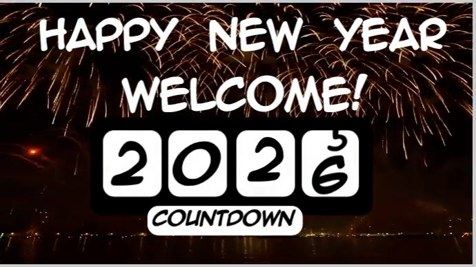Plantilla de Happy New Year 2026 Celebration with Fireworks and ...