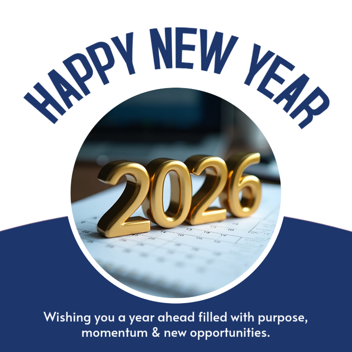 Plantilla de Happy New Year 2026 Circular Layout Gold Number Calendar ...