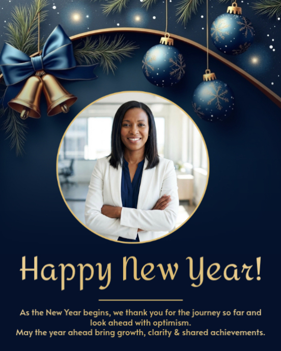 Happy New Year 2026 Corporate Appreciation Greeting with Photo Elegant ...