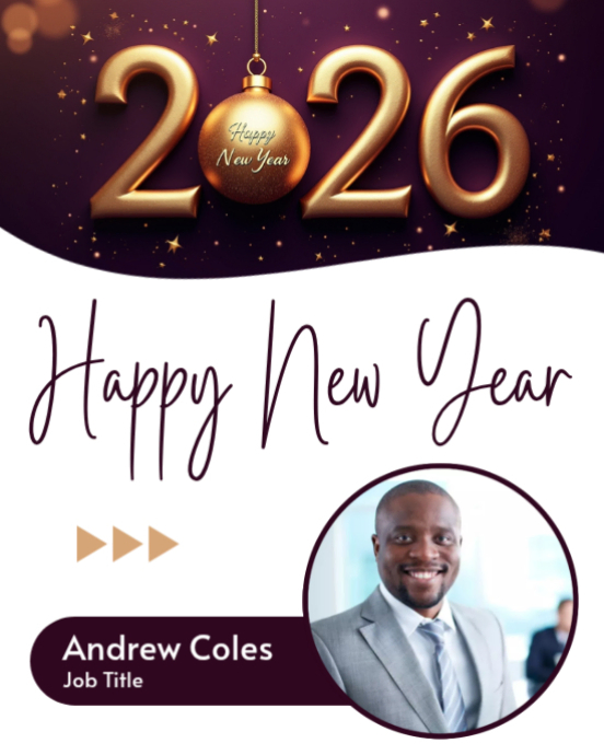 Happy New Year 2026 Corporate Greeting Card Template with Photo for ...