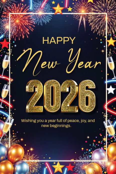 Plantilla de Happy New Year 2026 | PosterMyWall