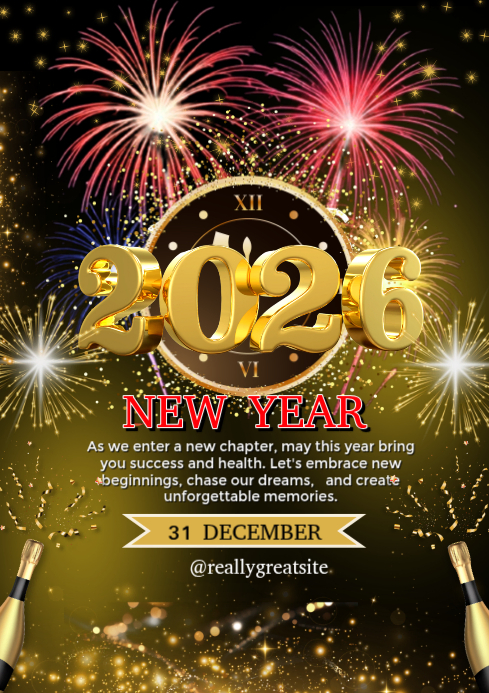 Plantilla de Happy New Year 2026 Flyer | PosterMyWall
