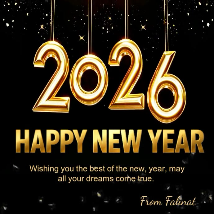 Happy New Year 2026 Gold Luxury Greeting Card Template | Elegant New ...