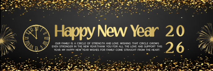Happy New Year 2026 Greeting Twitter Banner. Template | PosterMyWall