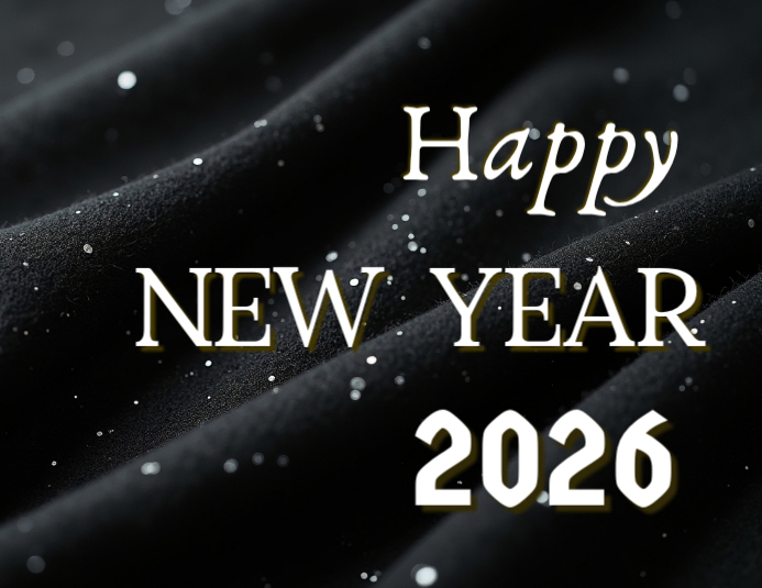 Happy New Year 2026 Luxury Black Gold Greeting Card Elegant Typography ...