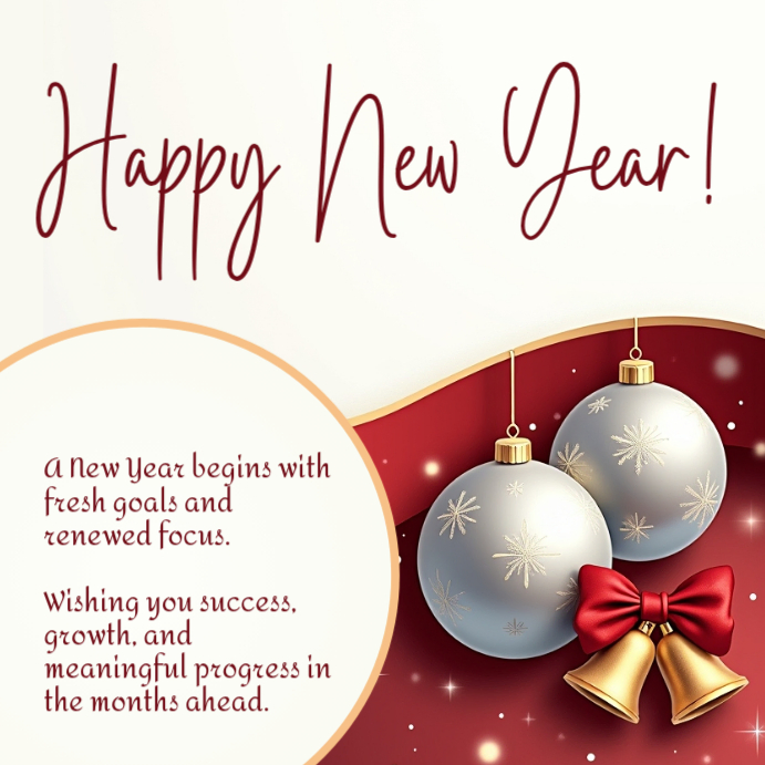 Happy New Year 2026 Message Card Fresh Goals Success Growth Elegant ...