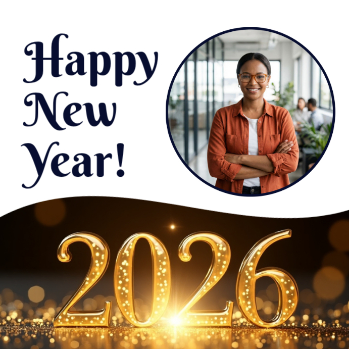 Happy New Year 2026 Personalized Photo Greeting Card Gold Number Design ...