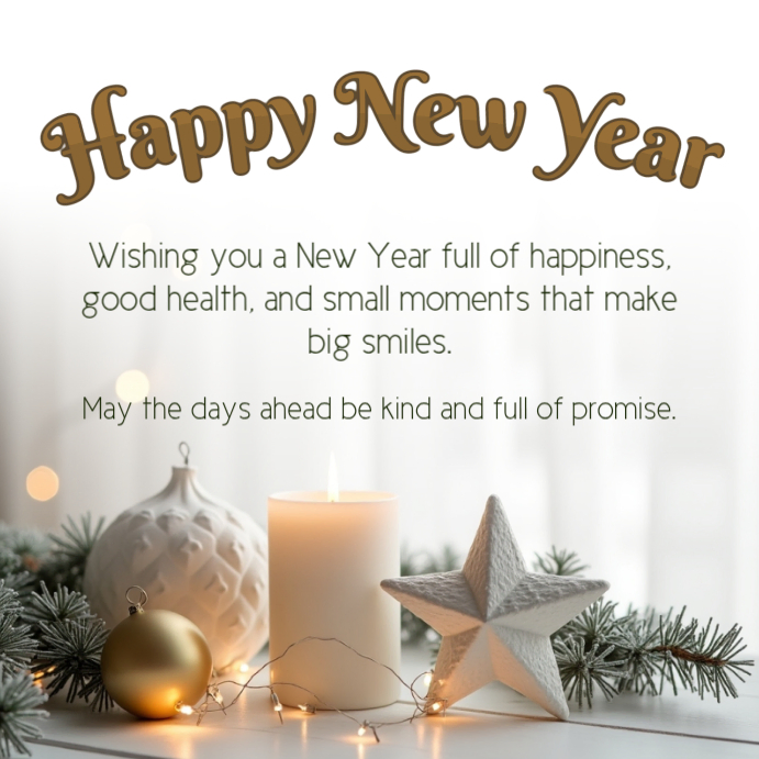 Happy New Year 2026 Warm Wishes Greeting Card Happiness Health Kind ...