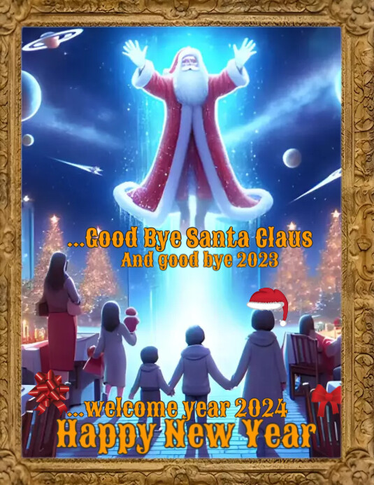 Copy of Happy new year and goodbye Santa claus | PosterMyWall