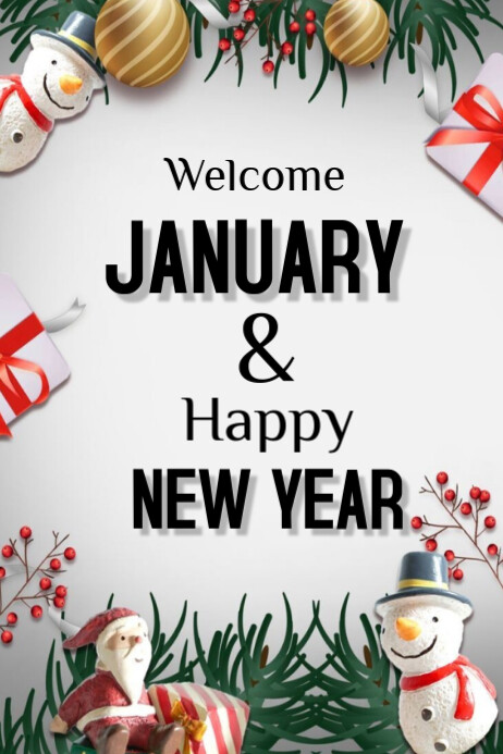 Happy New Year and welcome January Template | PosterMyWall