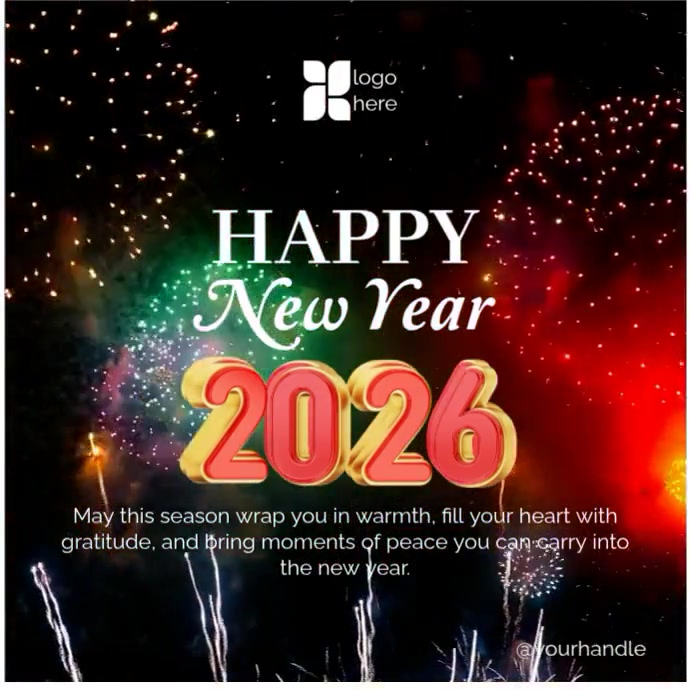 Plantilla de Happy New Year Card Template | Modern Printable New Year ...