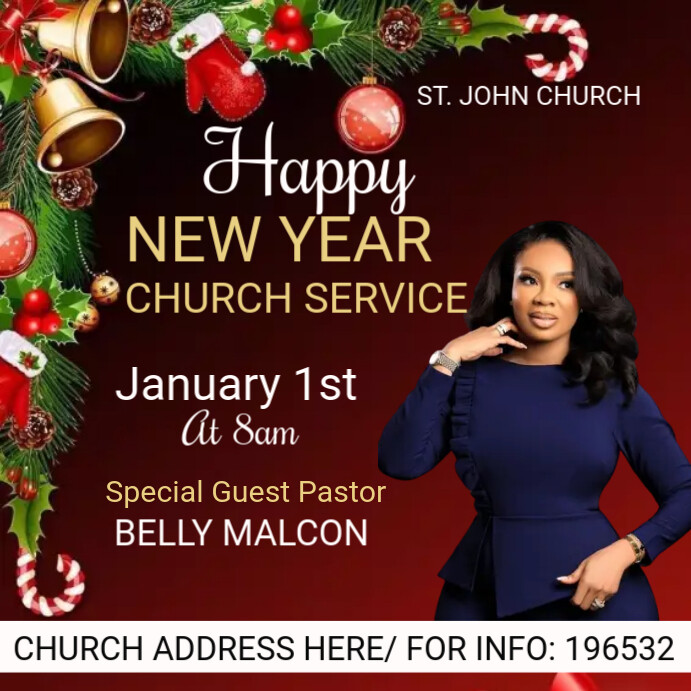 Happy new year Church service Template | PosterMyWall