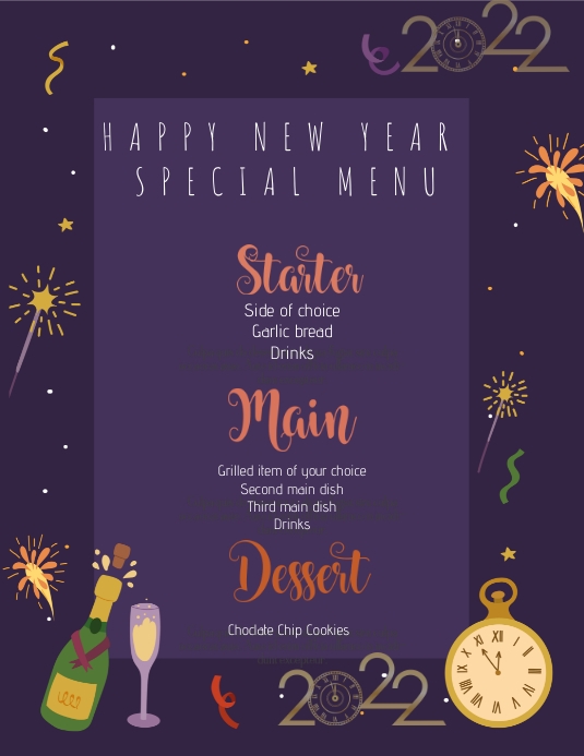 Happy new year menu Template | PosterMyWall
