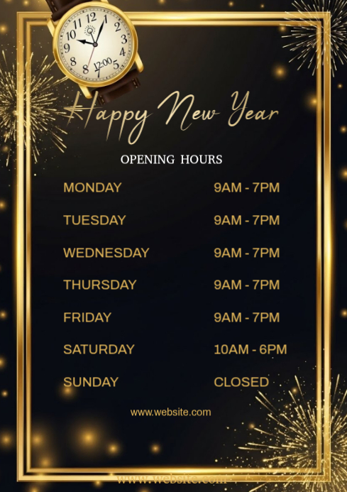 Happy New Year Opening Hours Template | PosterMyWall