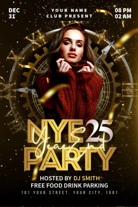 Happy New Year Party 2025 Template | PosterMyWall