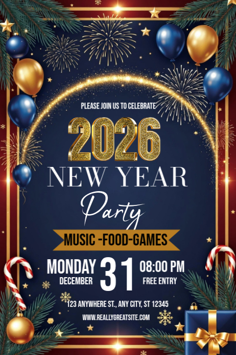 Happy New Year Party Template 2025 | PosterMyWall