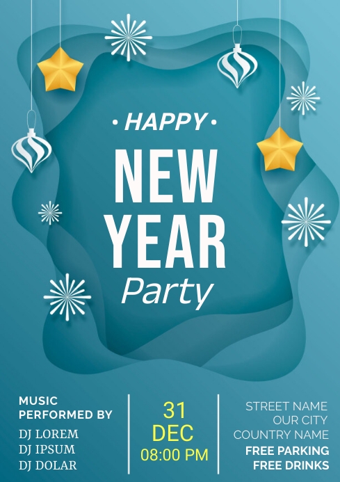 HAPPY NEW YEAR PARTY TEMPLATE | PosterMyWall