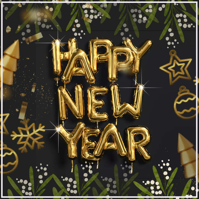 Happy new year wishes gold Template | PosterMyWall