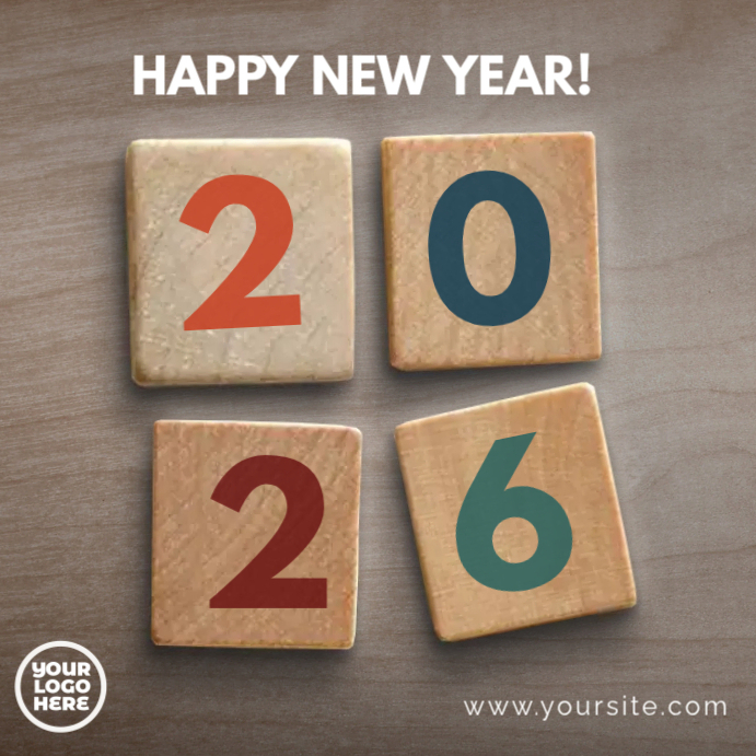 Copy of Happy New Year wooden tiles 2023 template | PosterMyWall