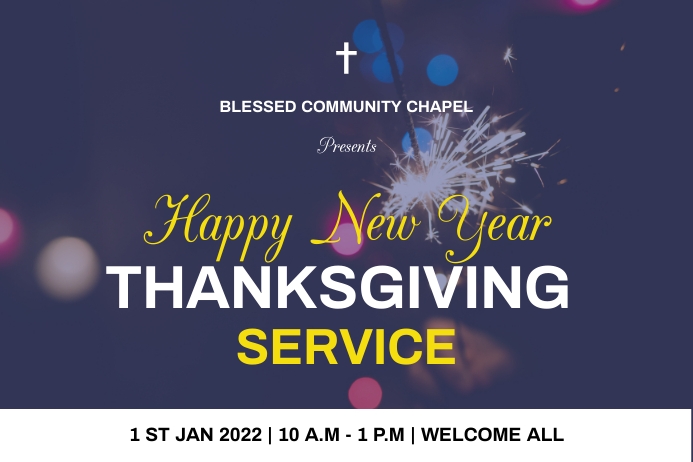 happy new year worship service poster Template | PosterMyWall