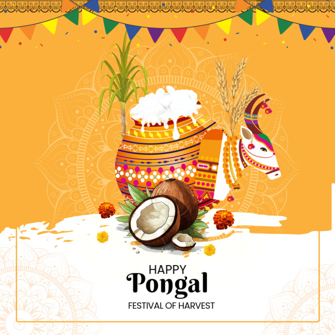 Happy Pongal Greeting Instagram Post Template | PosterMyWall