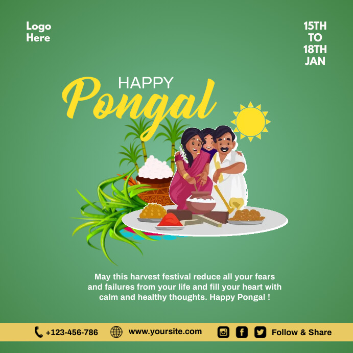 Happy Pongal Instagram Post Template PosterMyWall happy-pongal-instagram-post-template-postermywall