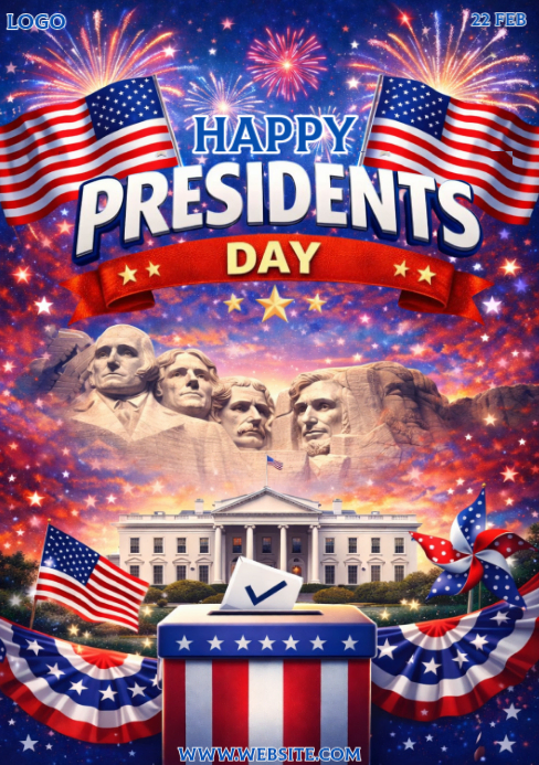 Plantilla de Happy presidents Day flyer USA editable template ...