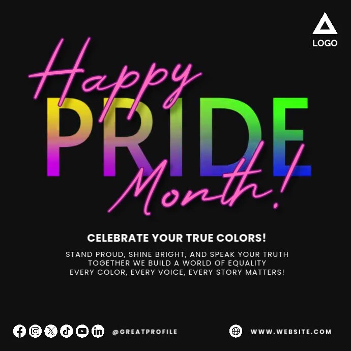 Happy Pride Month Celebrate your True Colors Instagram Video Post ...