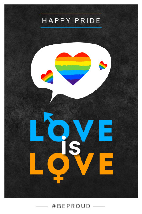 Happy Pride Posrer with a rainbow heart Template | PosterMyWall