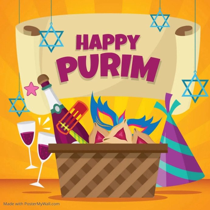 Happy Purim poster design template | PosterMyWall