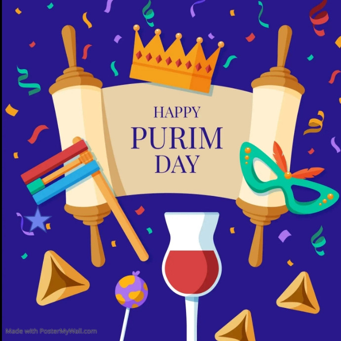 Happy Purim poster design template | PosterMyWall