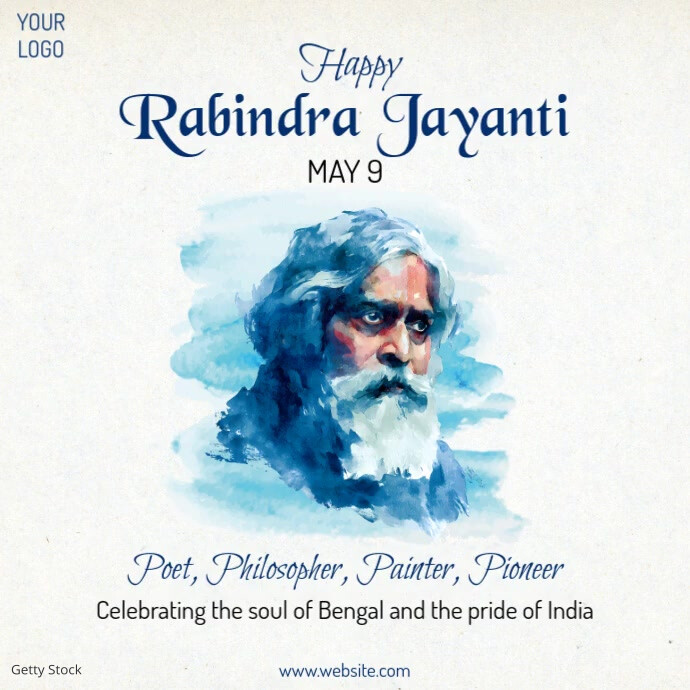 Modèle Happy Rabindra Jayanti Minimal Style Instagram Post Template ...