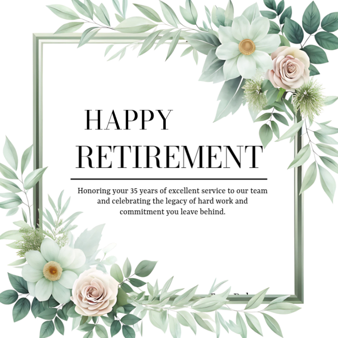 Happy Retirement Card Green Leaf Frame Instagram Post Template ...