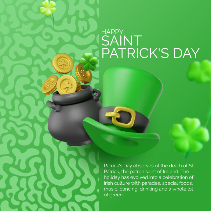 Happy Saint Patrick's Day Instgaram Post Template | PosterMyWall